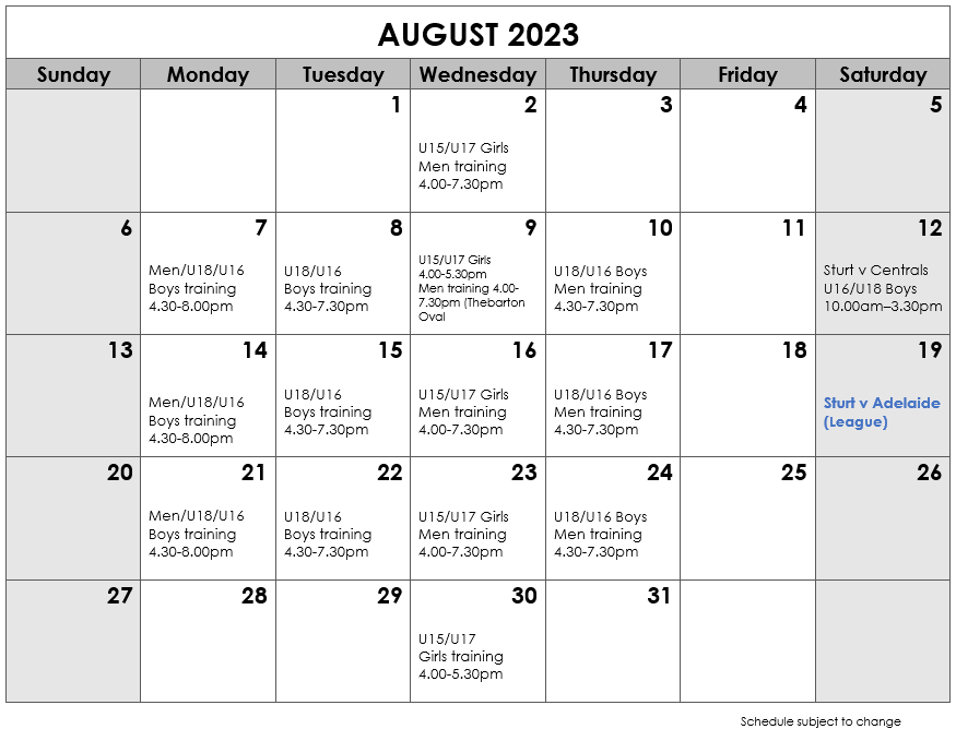 august - Sturt Football Club