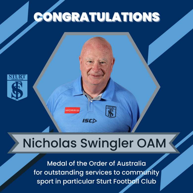 Congratulations, Nick Swingler OAM - Sturt Football Club