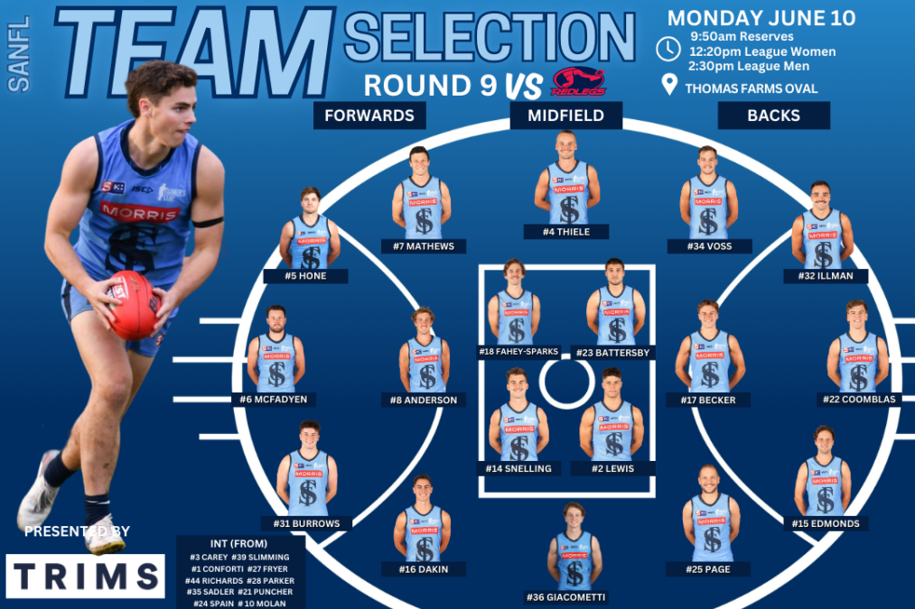 SANFL | TEAM SELECTION | ROUND 9 - Sturt Football Club
