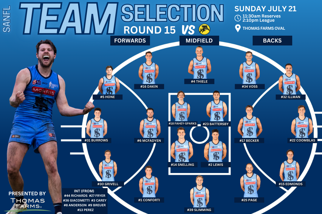 SANFL | Team Selection | Round 15 - Sturt Football Club