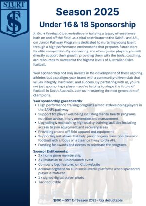 Sturt Football Club - Junior Sponsorship - Sturt Football Club