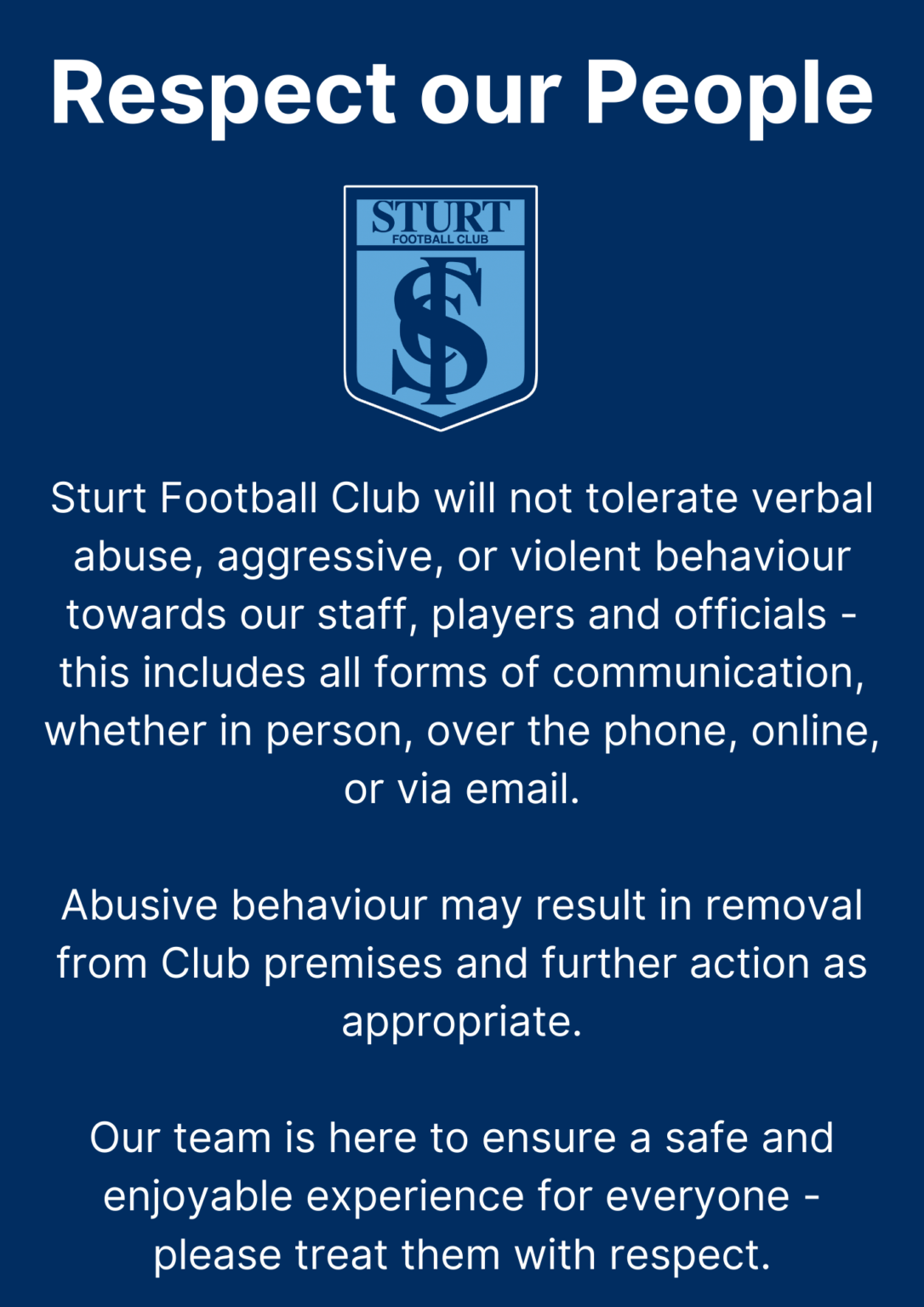 Respect our People - Sturt Football Club